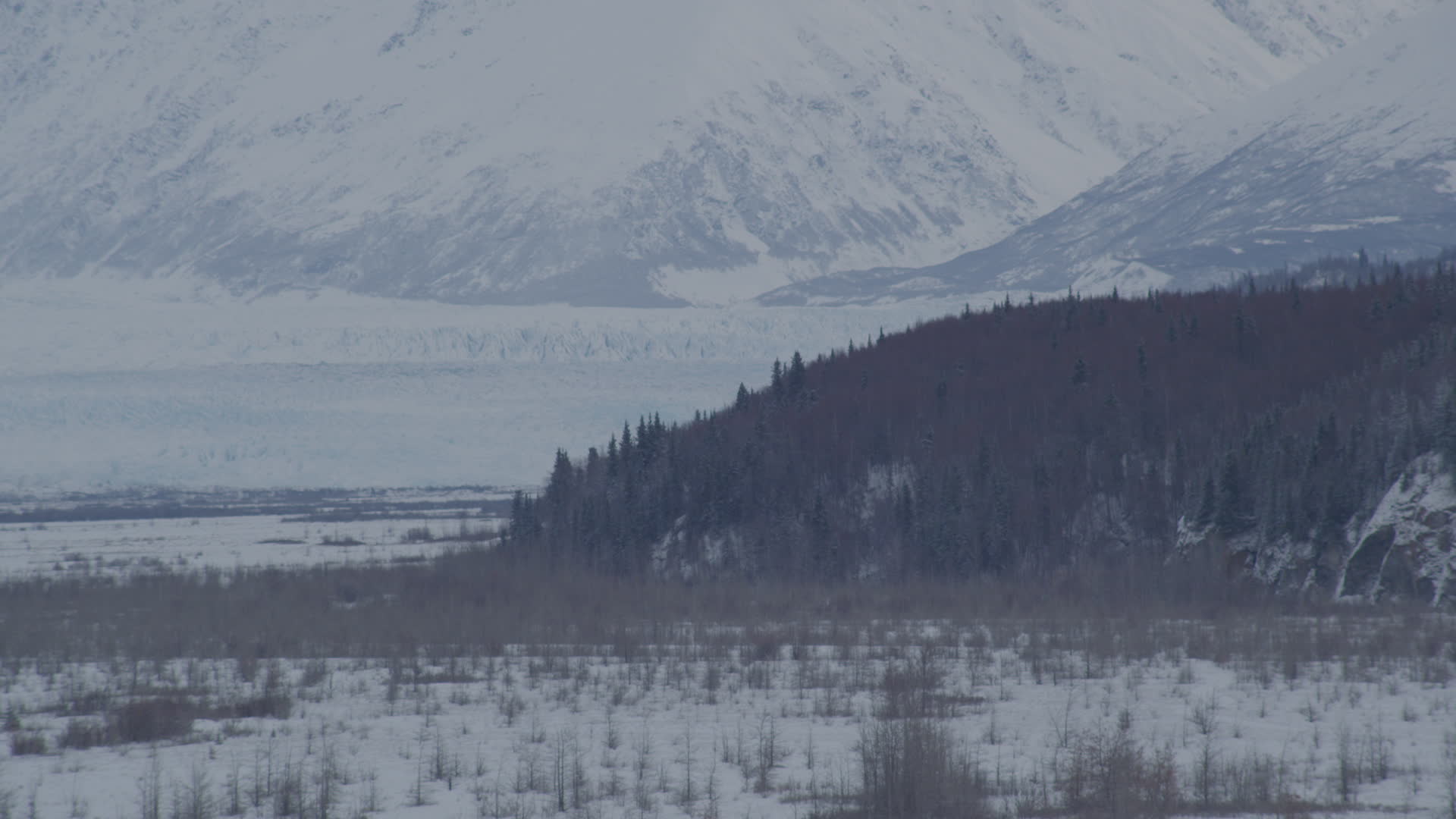 4K stock footage aerial video the snow covered Knik Glacier seen from ...
