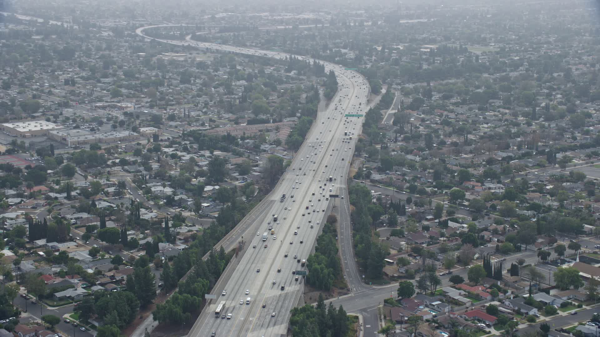 7.6K stock footage aerial video of light traffic on the 118 Freeway in ...