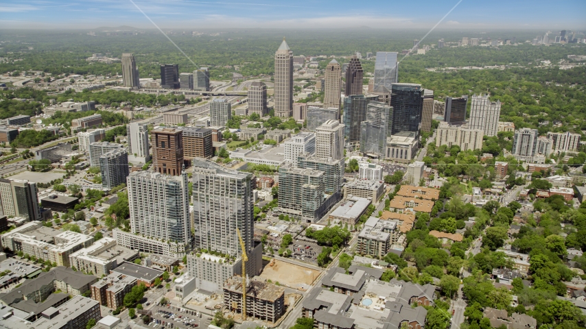 Midtown buildings and skyscrapers, Atlanta, Georgia Aerial Stock Photo ...