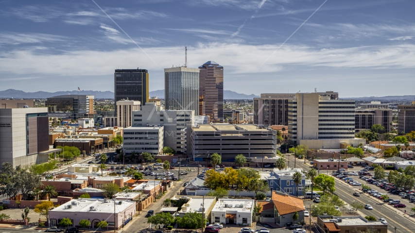 A view of a group of tall high-rise office buildings, Downtown Tucson ...