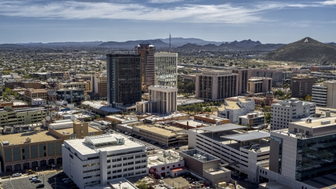 A view of a group of tall high-rise office buildings, Downtown Tucson ...