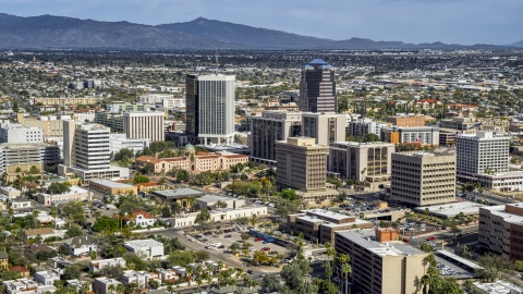 A view of a group of tall high-rise office buildings, Downtown Tucson ...
