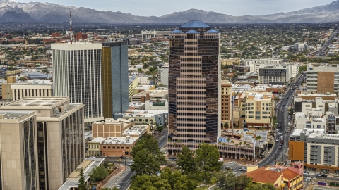 A view of a group of tall high-rise office buildings, Downtown Tucson ...
